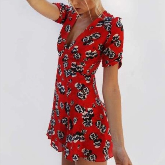 Realisation Par | Dresses | Realisation Ozzie Red Pansy Floral Print ...